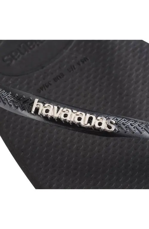 Havaianas Slim Square Logo Flip Flop - Black/silver