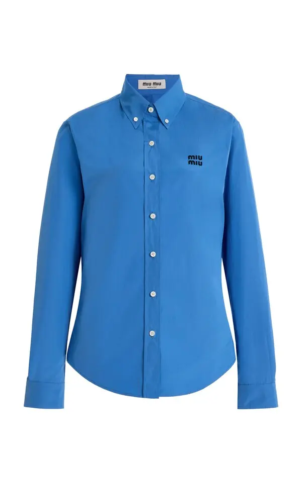 Miu Miu Button-detailed Cotton-poplin Shirt - Blue