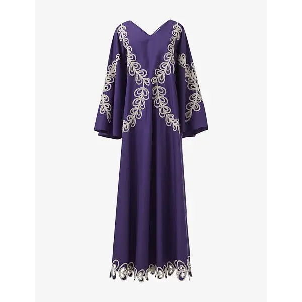 LEEM V-neck Embroidered Cotton Kaftan