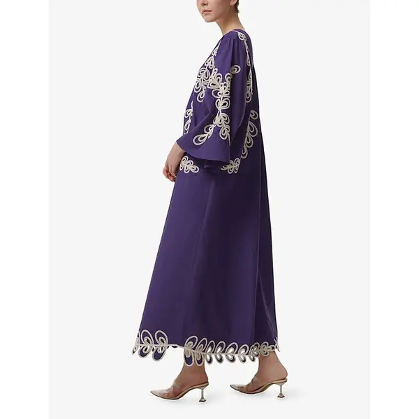 LEEM V-neck Embroidered Cotton Kaftan