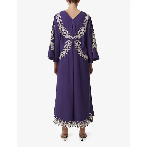 LEEM V-neck Embroidered Cotton Kaftan