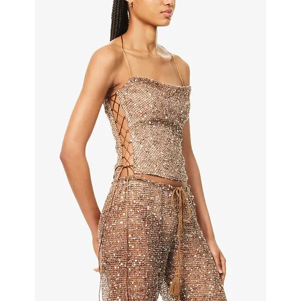 Jaded London Draped Lace-Up Corset Top - Multi | Editorialist