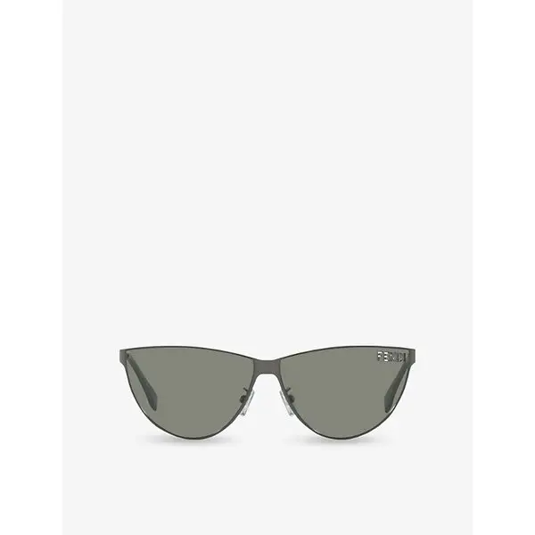 Fendi Cut-out Cat Eye-frame Metal Sunglasses - Grey