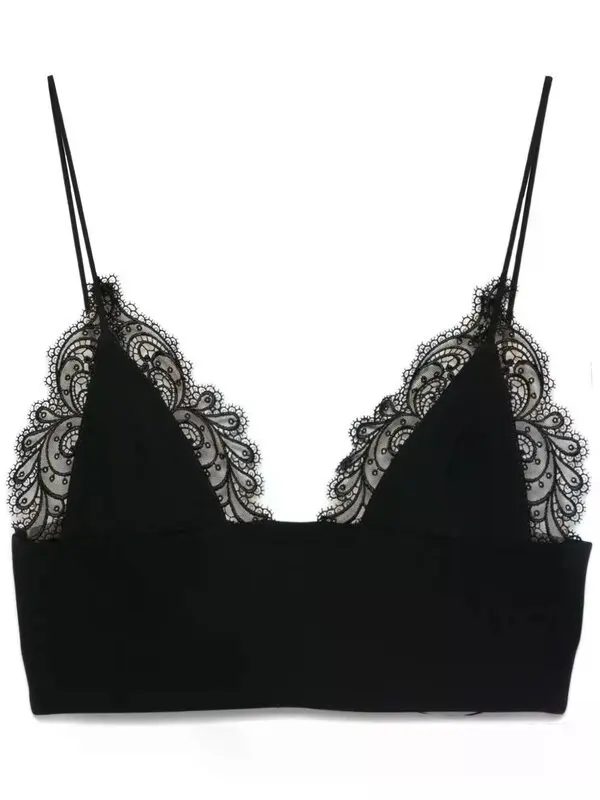 David Koma Lace-detail Cropped Top - Black