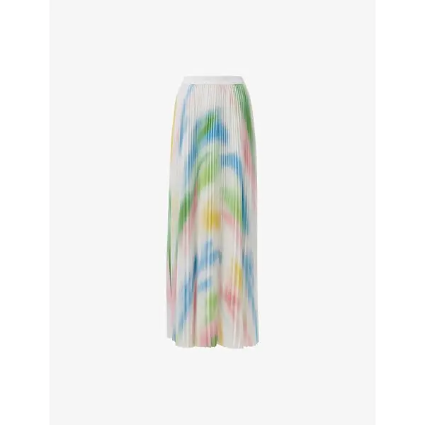 LEEM Abstract-print Pleated Maxi Skirt