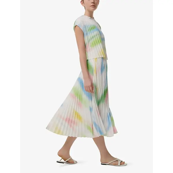 LEEM Abstract-print Pleated Maxi Skirt