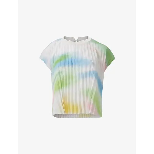 LEEM Abstract-print Pleated Top