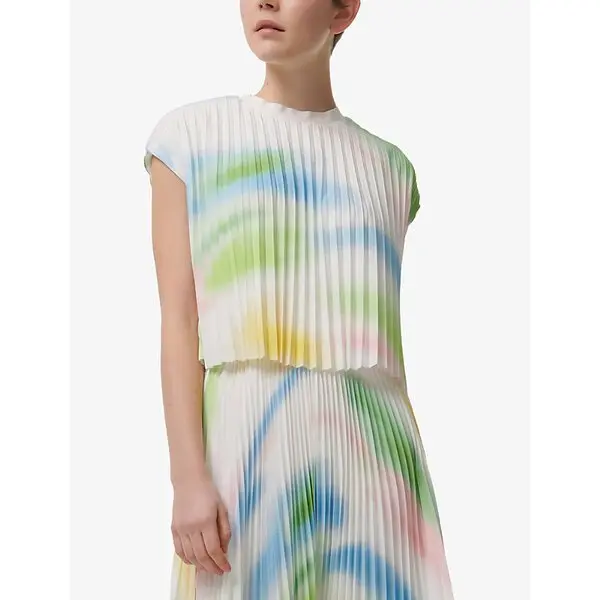 LEEM Abstract-print Pleated Top
