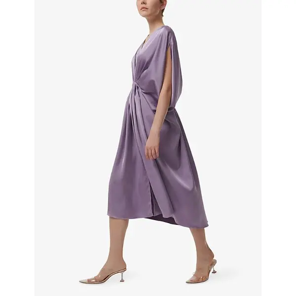 LEEM Marked-waist Drape Satin Maxi Dress