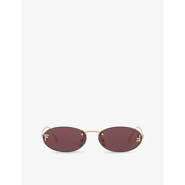 Fendi Oval-frame Metal Sunglasses - Gold