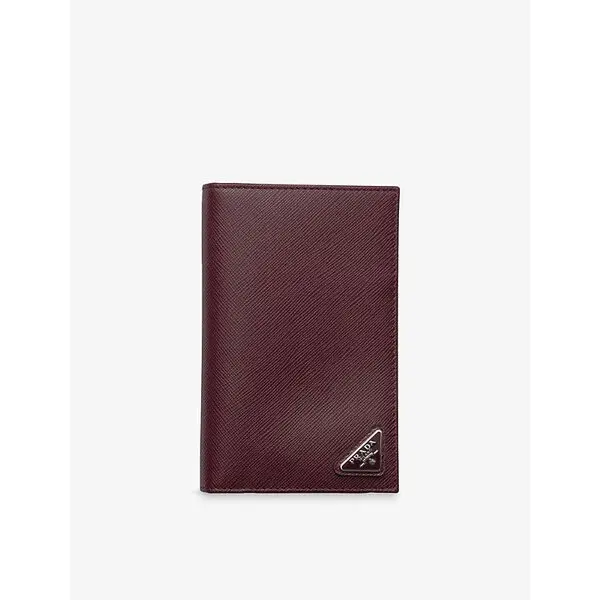 Prada Saffiano Leather Passport Holder - Burgundy