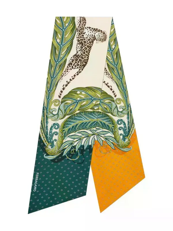 FERRAGAMO Madras-print Silk Bandeau - Green