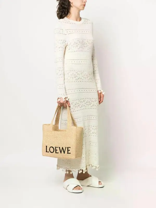 Loewe Embroidered-logo Raffia Tote - Neutrals