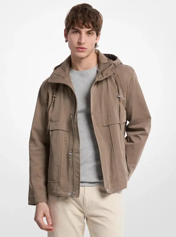 Michael Kors Nylon Twill Windbreaker Jacket - Brown