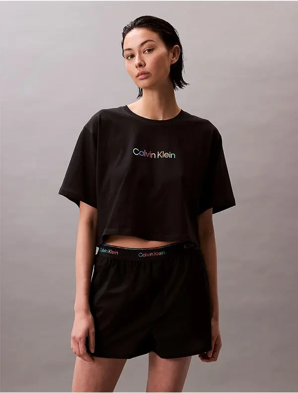 Calvin Klein Cotton Pride Logo Poplin Sleep Short - Black
