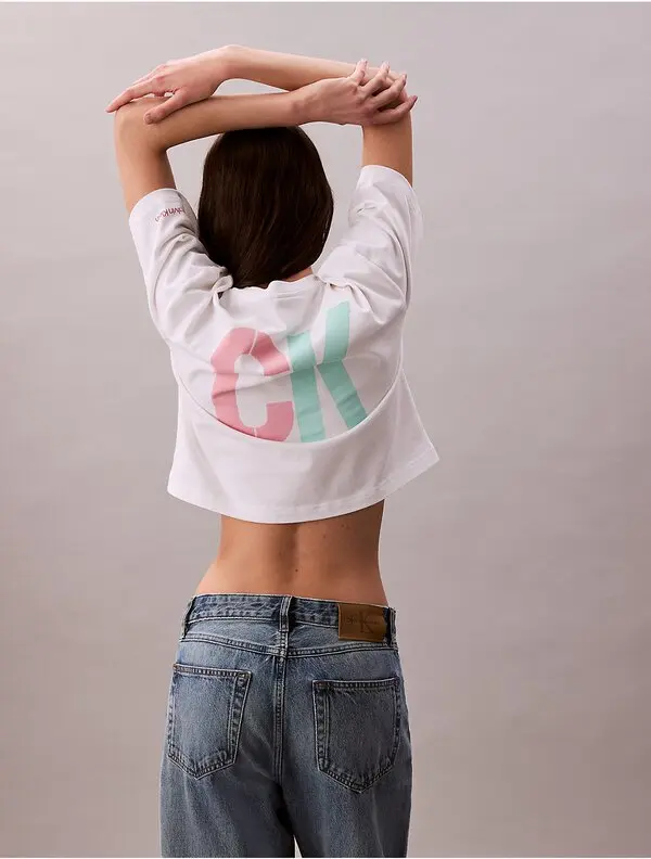 Calvin Klein Marc Hundley Pride Viva Love Cropped Relaxed T-shirt - Bright White