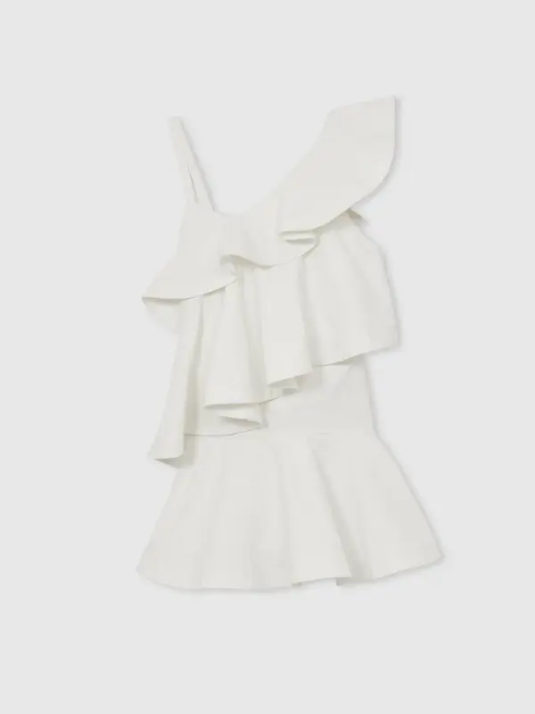 REISS Hera Cotton Tiered Ruffle Mini Dress