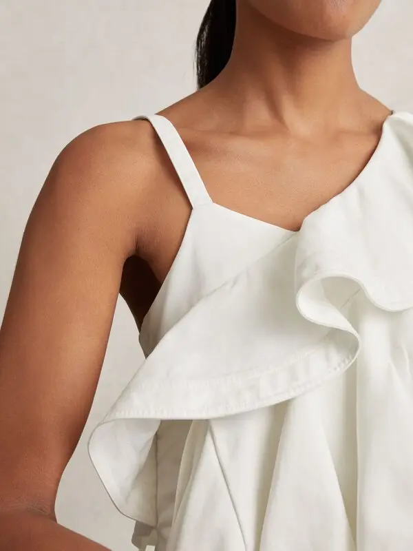 REISS Hera Cotton Tiered Ruffle Mini Dress