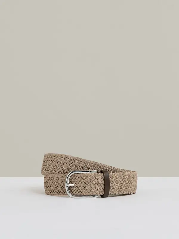 REISS Elmont Woven Belt - Stone
