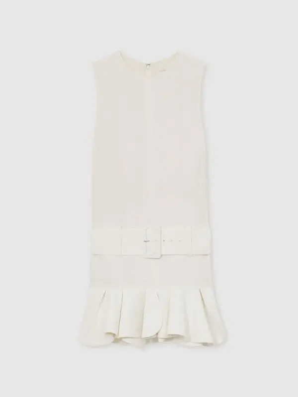 REISS Kimberly Ruffle Hem Belted Mini Dress