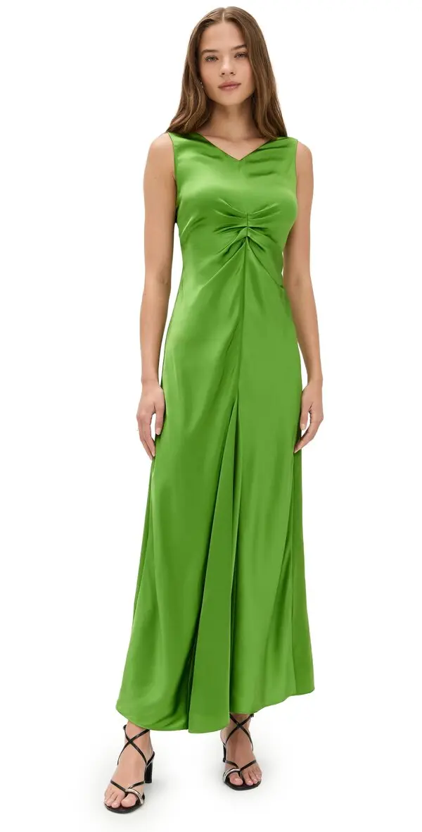 Lee Mathews Stella Silk Satin Maxi Dress In Apple - 60% Off | Editorialist