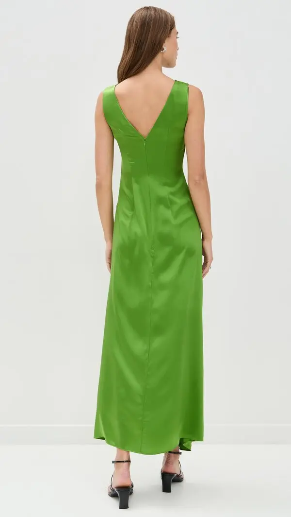 Lee Mathews Stella Silk Satin Maxi Dress In Apple - 60% Off | Editorialist