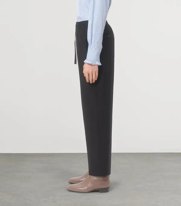 Valentino Garavani Virgin Wool Drawstring Trousers - Black