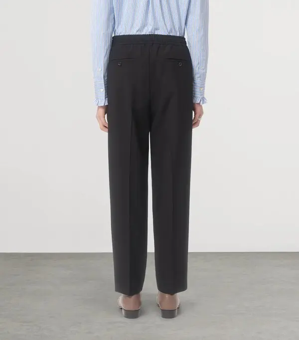 Valentino Garavani Virgin Wool Drawstring Trousers - Black