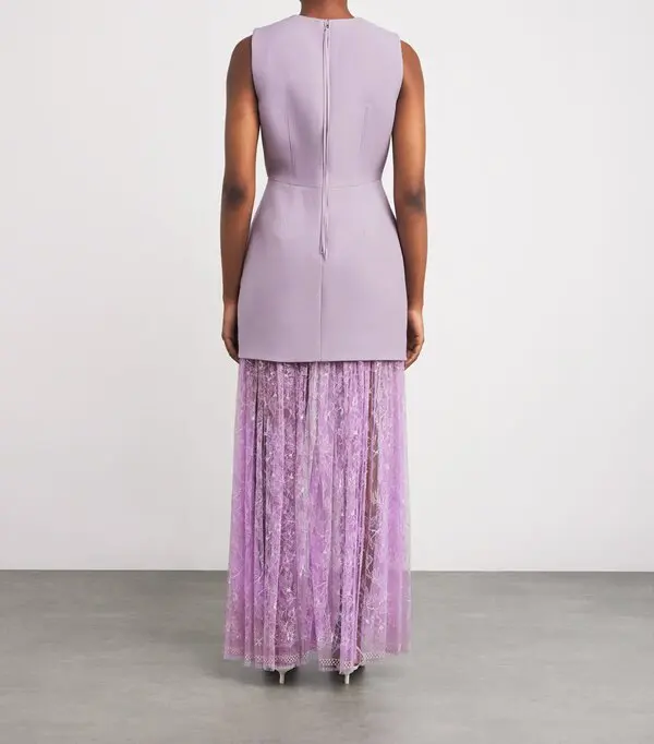 Adam Lippes Wool-Silk Lace Odette Maxi Dress - Purple | Editorialist
