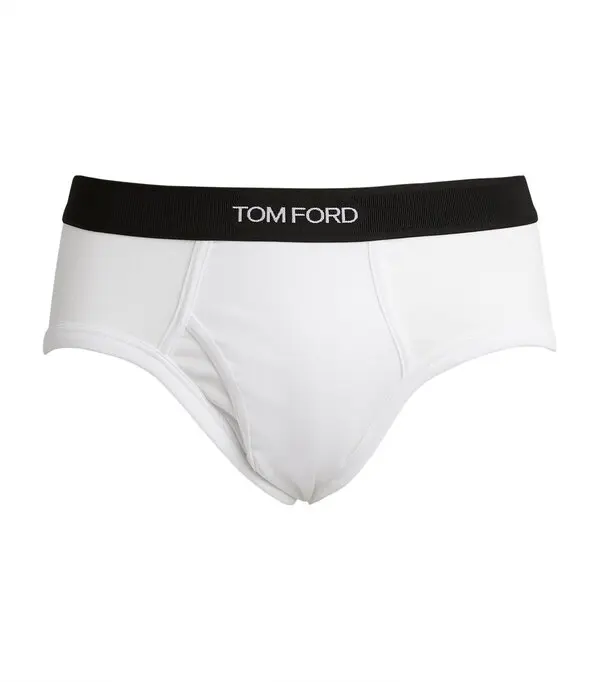 TOM FORD Cotton-stretch Logo Briefs - White