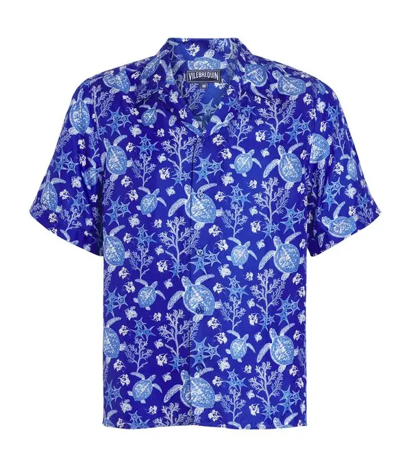 Vilebrequin Silk X-ray Turtle Print Charli Shirt - Blue