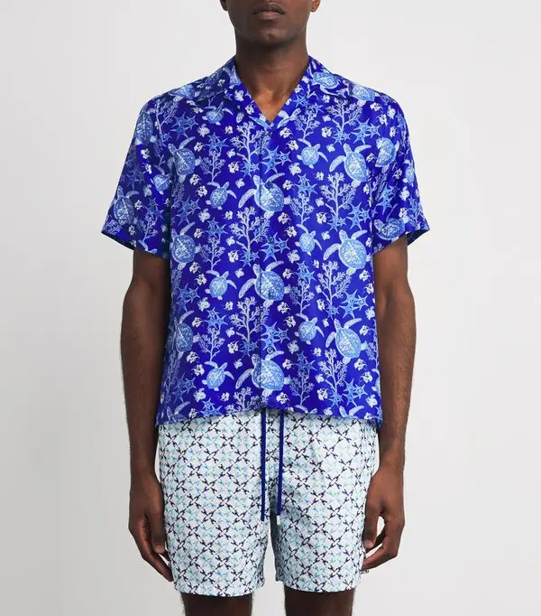 Vilebrequin Silk X-ray Turtle Print Charli Shirt - Blue