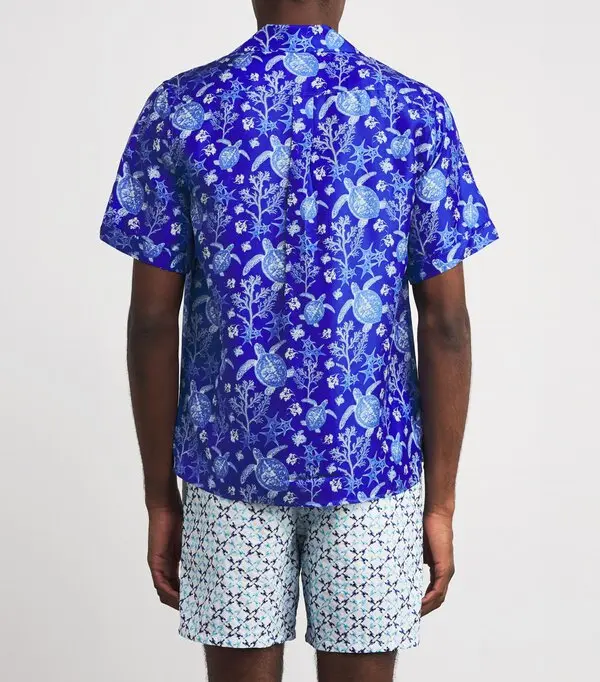 Vilebrequin Silk X-ray Turtle Print Charli Shirt - Blue