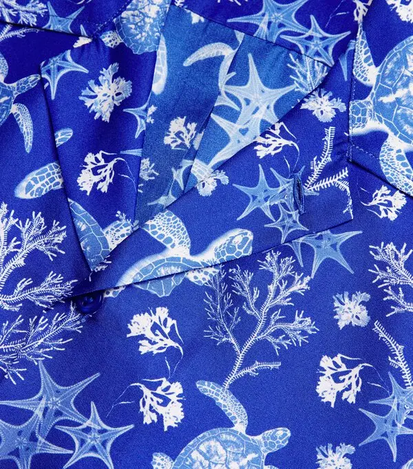 Vilebrequin Silk X-ray Turtle Print Charli Shirt - Blue