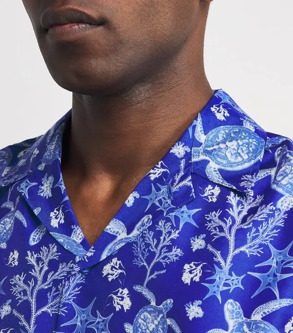 Vilebrequin Silk X-ray Turtle Print Charli Shirt - Blue