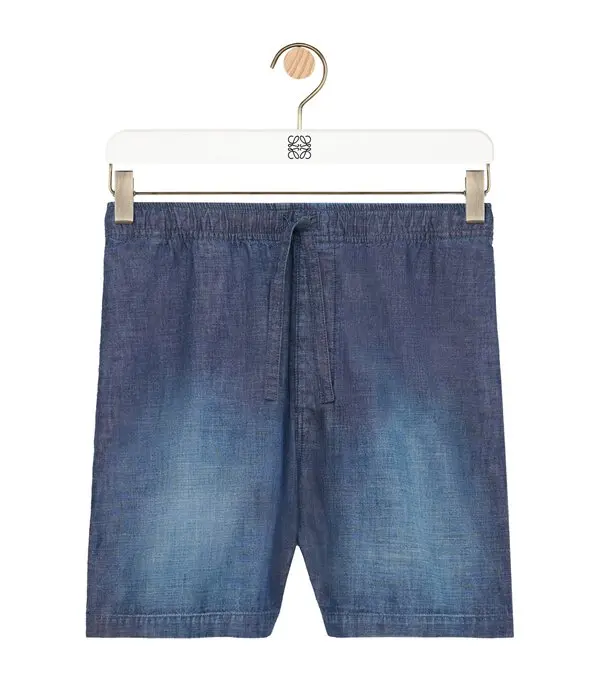 Loewe Cotton Chambray Shorts - Blue