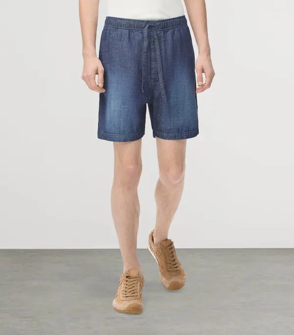 Loewe Cotton Chambray Shorts - Blue