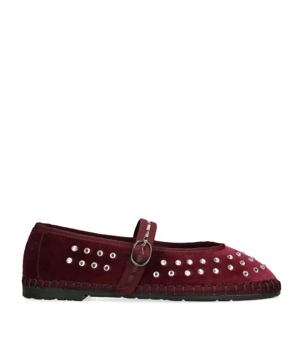 FLABELUS Velvet Ballet Flats - Burgundy
