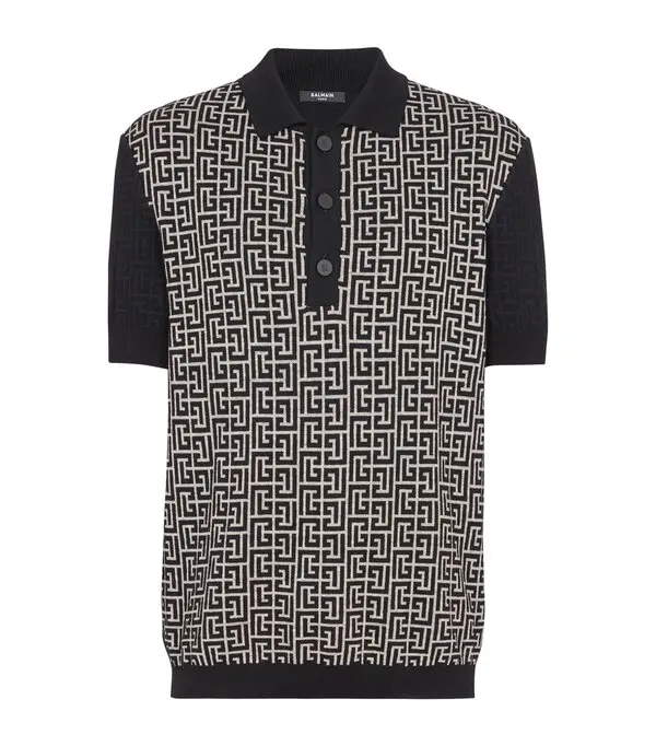 Balmain Knitted Labyrinth Polo Shirt