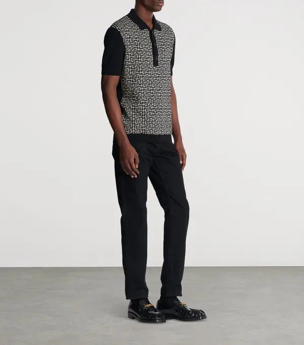 Balmain Knitted Labyrinth Polo Shirt
