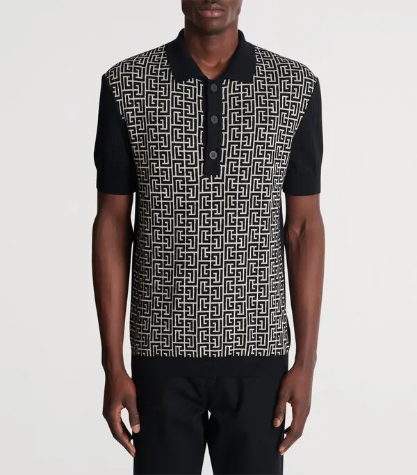 Balmain Knitted Labyrinth Polo Shirt