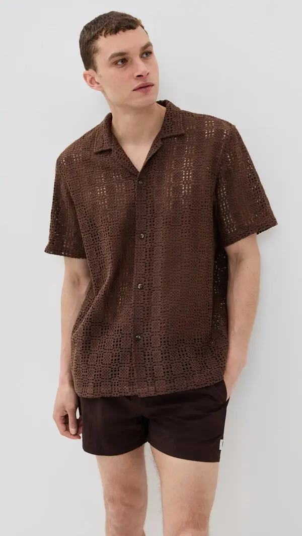 AUTO-REPLY Alex Raschel Squares Knit Shirt