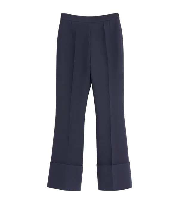 Valentino Garavani Wool-silk Flared Trousers - Blue