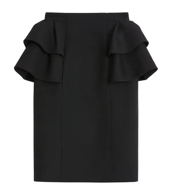 Valentino Garavani Wool-silk Ruffled Midi Skirt - Black