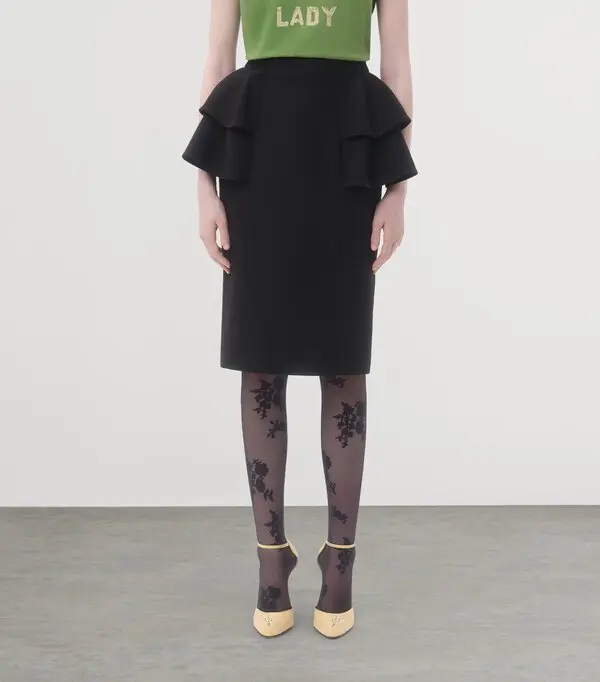 Valentino Garavani Wool-silk Ruffled Midi Skirt