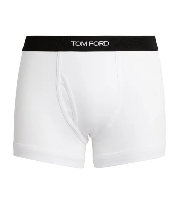 TOM FORD Cotton-stretch Logo Trunks - White
