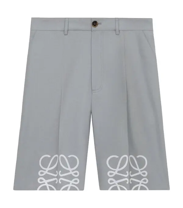 Loewe Cotton Tailored Anagram Shorts - Grey