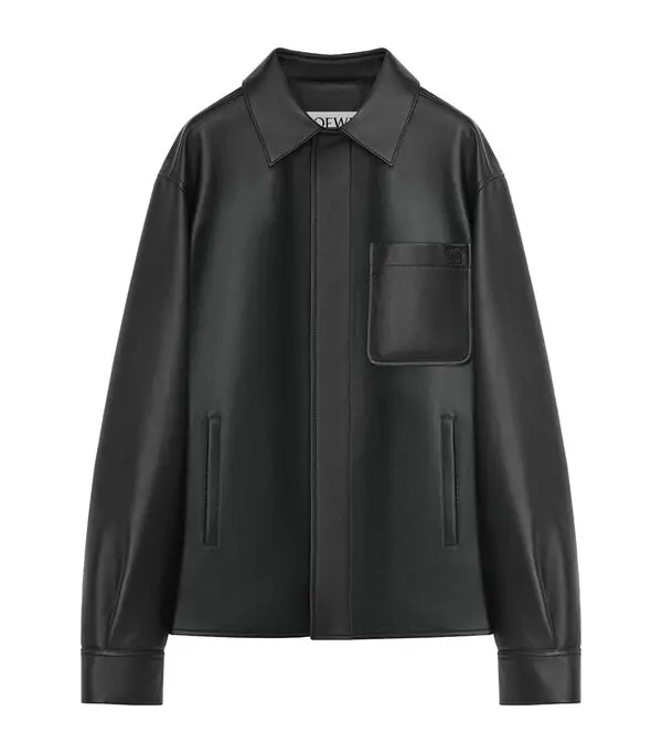 Loewe Leather Anagram Overshirt - Black