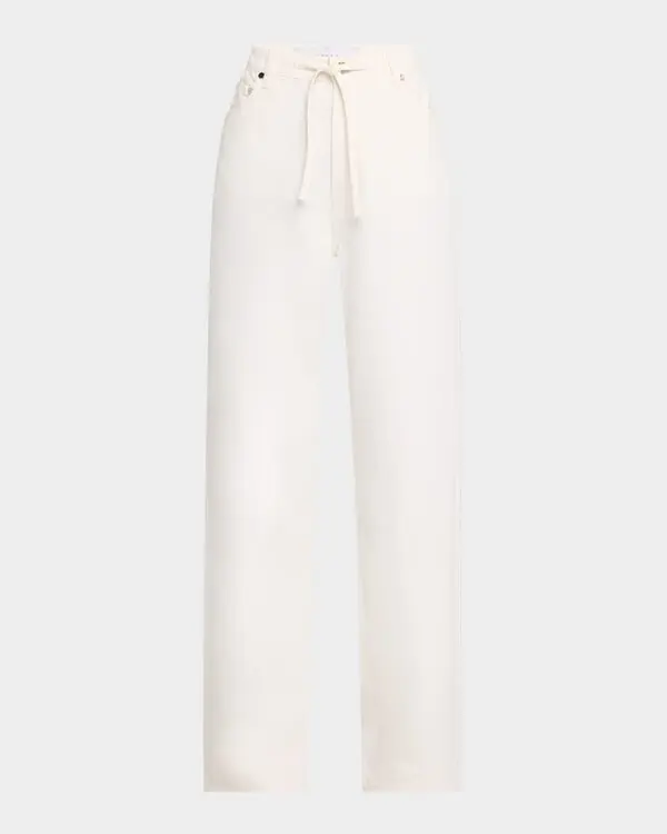 Derek Lam 10 Crosby Dunn Wide-leg Jeans With Crochet Trim - Ecru