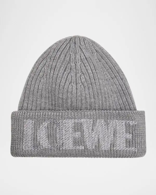 Loewe Logo Wool Beanie - Grey